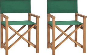vidaXL Skládací režisérské židle 2 ks masivní teakové dřevo [360087] Barva: Zelená