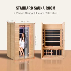 Far Infrared Wooden Sauna Room Domácí sauna Spa pro 2 osoby 1800 W