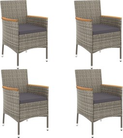 5dílný zahradní bistro set s poduškami šedý polyratan 3187431