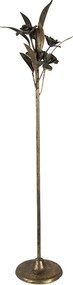Zlatý antik kovový svícen s květy Flowia - 19*18*61 cm