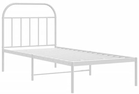 Kovový rám postele s čelem bílý 90 x 200 cm - Default Title