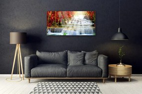Obraz na skle Vodopád Příroda Les 125x50 cm