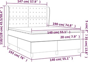 Box spring postel s matrací tmavě šedý 140 x 190 cm textil 3128278
