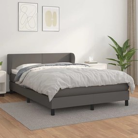 Box spring postel s matrací šedá 140 x 190 cm umělá kůže,  3127191