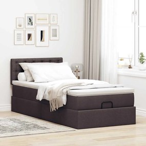 Osmanský rám postele s matrací tmavě šedá 90x190cm textil 3311590