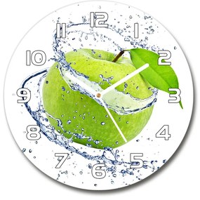 Wallmuralia Skleněné hodiny kulaté Zelená jablko fi 30 cm
