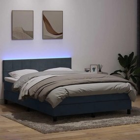 Box spring postel s matrací a LED tmavě šedá 160x210 cm samet 3316888