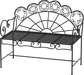 Zahradní lavička Outsunny 2místná kovová 107 x 55,5 x 90,5 cm robustní nerezavějící odolná proti povětrnostním vlivům pro zahradu balkon park černá |…
