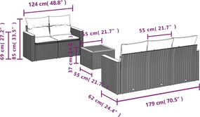 6dílná zahradní sedací souprava s poduškami béžová polyratan 3225785