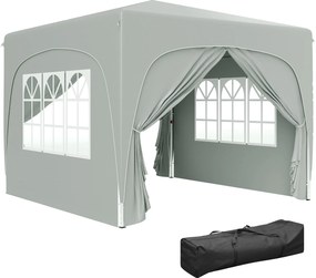 Outsunny Pavilon 3x3m, Voděodolný Stabilní Zimní Skládací Pavilon s UV Ochrannou 50+, Skládací Party Stan s 4 Bočními Panely a Taškou pro Přenášení, Z