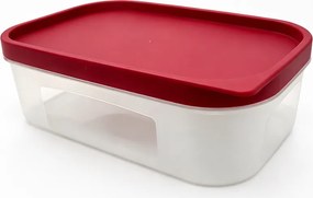dóza na potraviny, s víkem, plast, 5x15x10 cm, průhledná/červená, Dekorino DP20260008