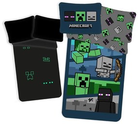 Jerry Fabrics Bavlněné povlečení  se svítícím efektem 140x200 + 70x90 cm - Minecraft "Hostile Mobs"