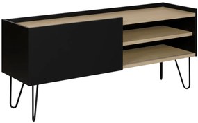 OnaDnes -20% Černý dubový TV stolek TEMAHOME Nina 140 x 42 cm