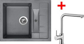 Sinks NB Dřez s odkapem Sinks CRYSTAL 615 Titanium+baterie ELKA - CR61572ELCL