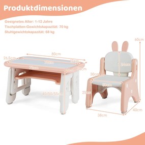 Costway Dětský set stolku a židličky Umělý a židlička pro batolata s odklápěcí