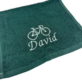 Ručník Cyklistické kolo s vlastním jménem nebo textem Barva: Pistáciově zelená, Velikost ručníku: 50x100cm