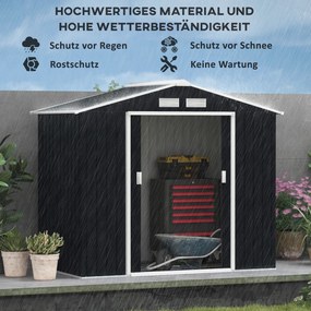 Outsunny kůlna na nářadí zahradní kůlna zahradní kůlna s rámem podlahy a posuvnými dveřmi ocelová odolná proti povětrnostním vlivům uhlíkově šedá 213…