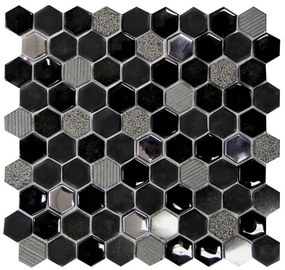 EBS Hexagóno mozaika 30,2x30,5 negro