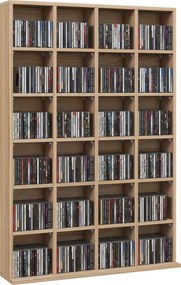 HOMCOM úložný prostor na CD a DVD, multimediální regál s 24 oddíly, maximální kapacita 480 CD/312 DVD, dřevěný regál s nastavitelnými policemi, 89 x …