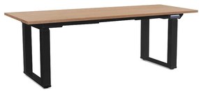 Výškově nastavitelný stůl OfficeTech Strong 200 x 80 cm, černá podnož, dub