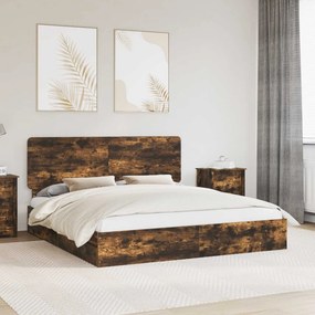 Postel s úložným prostorem se zásuvkou Kouřový dub 180 x 200 cm 3412662