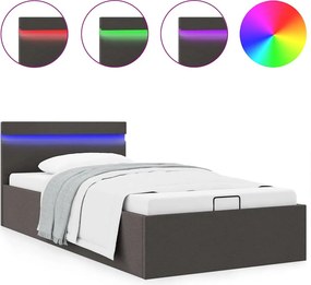 Rám postele s úložným prostorem LED tmavě šedý textil 90x200 cm 285600