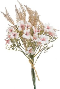 Umělá kytička s vřesovcem a květy - béžová/růžová