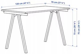 IKEA TROTTEN Psací stůl béžový-bílý 120x70 cm