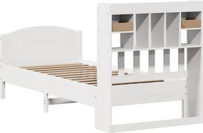 Postel s knihovnou bez matrace bílá 75x190 cm masivní borovice 3323168