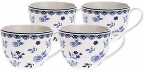 4dílná sada porcelánových šálků Floral, 90 ml