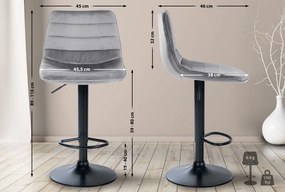 Bhm germany Barová židle Lex, samet, černá podnož / šedá