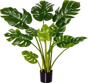 HOMCOM Umělé rostliny 110 cm Umělé Monstera rostliny v květináči Umělé stromy do interiéru Dekorativní rostlina Kancelářská rostlina Plastový květináč