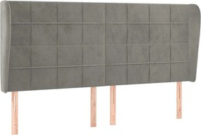 Čelo postele typu ušák světle šedé 203x23x118/128 cm samet 3118022