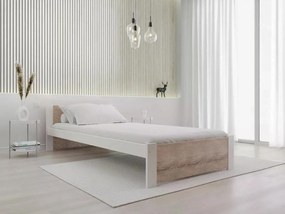Postel IKAROS 80 x 200 cm, bílá/dub sonoma Matrace: Matrace Coco Maxi 20 cm, Rošt: Bez roštu