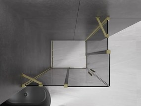 Mexen Velar Duo, sprchový kout s posuvnými dveřmi 100 x 90 cm, 8mm šedé sklo, zlatá matná, 871-100-090-42-55
