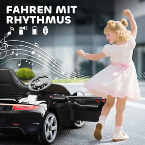 AIYAPLAY Elektrické sedátkové auto pro děti, ovladatelné na dálku, hudba, klakson, USB, bezpečnostní pás, pro 3-5 let, černé