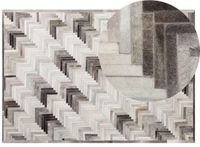 Kožený koberec 140 x 200 cm šedo-béžový ARSUZ Beliani