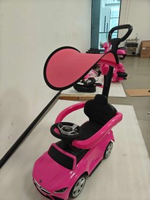 AIYAPLAY tlačné vozítko pro děti 3 v 1 Mercedes-Benz pod licencí, ochranná tyč, úložný prostor, klakson, 83x40x90cm, růžové