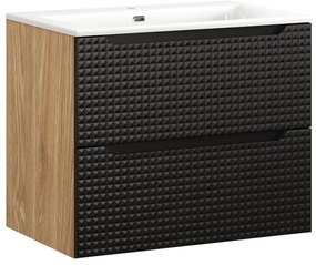 Comad Koupelnová skříňka s keramickým umyvadlem Luxor Black 70 cm - černá mat
