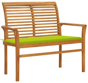 vidaXL Marketos Zahradní lavice s jasně zelenou poduškou 112 cm masivní teak