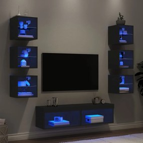 8dílná obývací stěna s LED osvětlením černá kompozitní dřevo