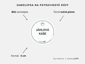 JÁHLOVÁ KAŠE - omyvatelná samolepka na dózu, výběr rozměrů Ø 5 cm / 5 x 5 cm / 6 x 8 cm | DomaLEP tvar: KOLEČKO, barva: BÍLÁ - ČERNÉ písmo, velikost: Ø 5 cm - tučné písmo