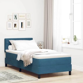 Postel s boxspringem s matrací Tmavě modrá 90 x 190 cm samet 3339078
