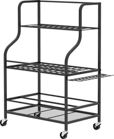Organizér na zahradní nářadí 3-patrový stojan na zahradní nářadí s háky do 40 kg zátěže 77x40x97cm černý