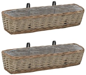 Květináče na balkon 2 ks proutěné s PE výstelkou 80 cm 287642