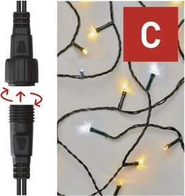 Propojovací vánoční řetěz bez zdroje EMOS Connecting D1AN02 100LED 10m teplá/studená bílá blikající