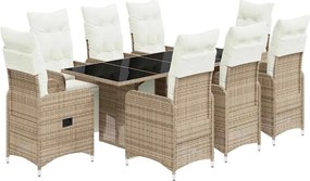 9dílný zahradní bistro set s poduškami hnědý polyratan 3277216