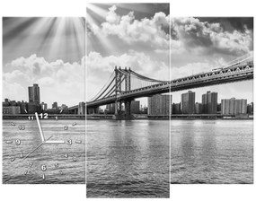 Gario Obraz s hodinami Brooklyn New York - 3 dílný Rozměry: 90 x 30 cm