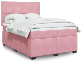 Box spring postel s matrací růžová 160x200 cm samet 3293253