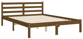 Rám postele s čelem medově hnědý 140 x 200 cm masivní dřevo,  3194574